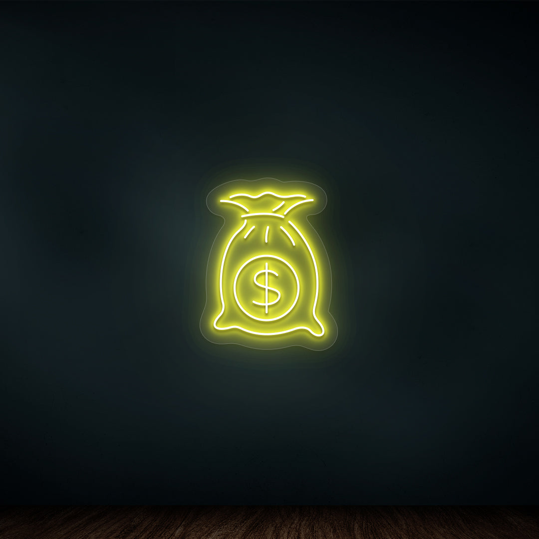 Dollar Bag Neon Sign | LED Hustle Wall Light by Sparky Neon