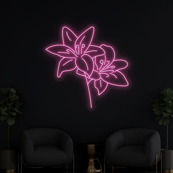 Lily Flower Neon Sign | Floral LED Wall Light by Sparky Neon